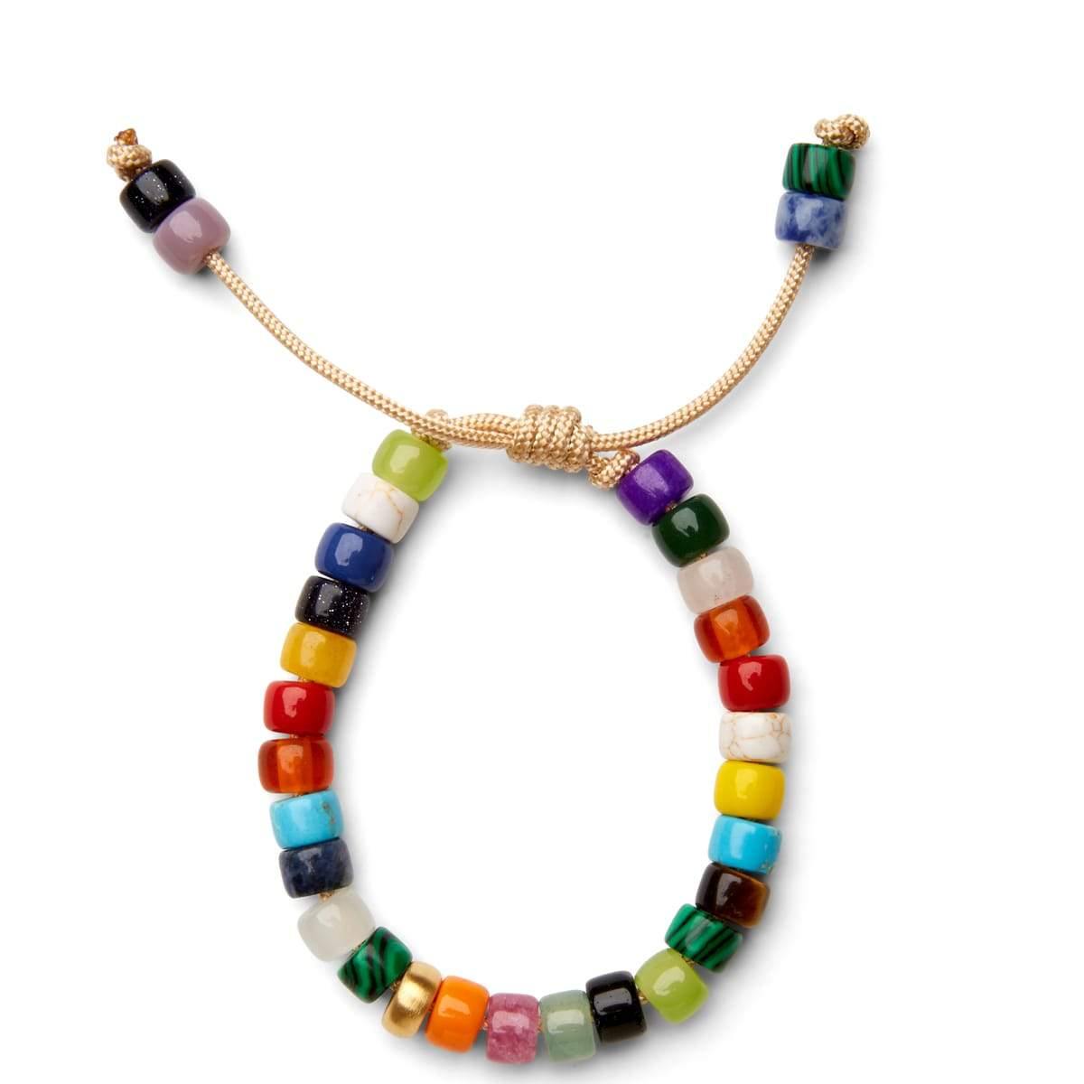 Rainbow Multi Gemstone Beaded Bracelet with 14K Yellow Gold Beads ...