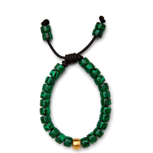 Malachite Beaded Bracelet with 14K Yellow Gold Bead | Caroline Crow Designs