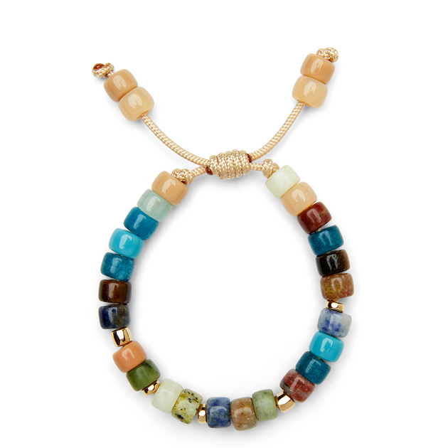 Natural Gemstone and Mini 14k Gold Bracelet | Caroline Crow Designs