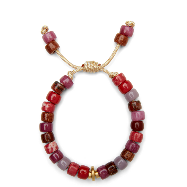 Cherry Gemstone and Mini 14k Gold Bracelet | Caroline Crow Designs